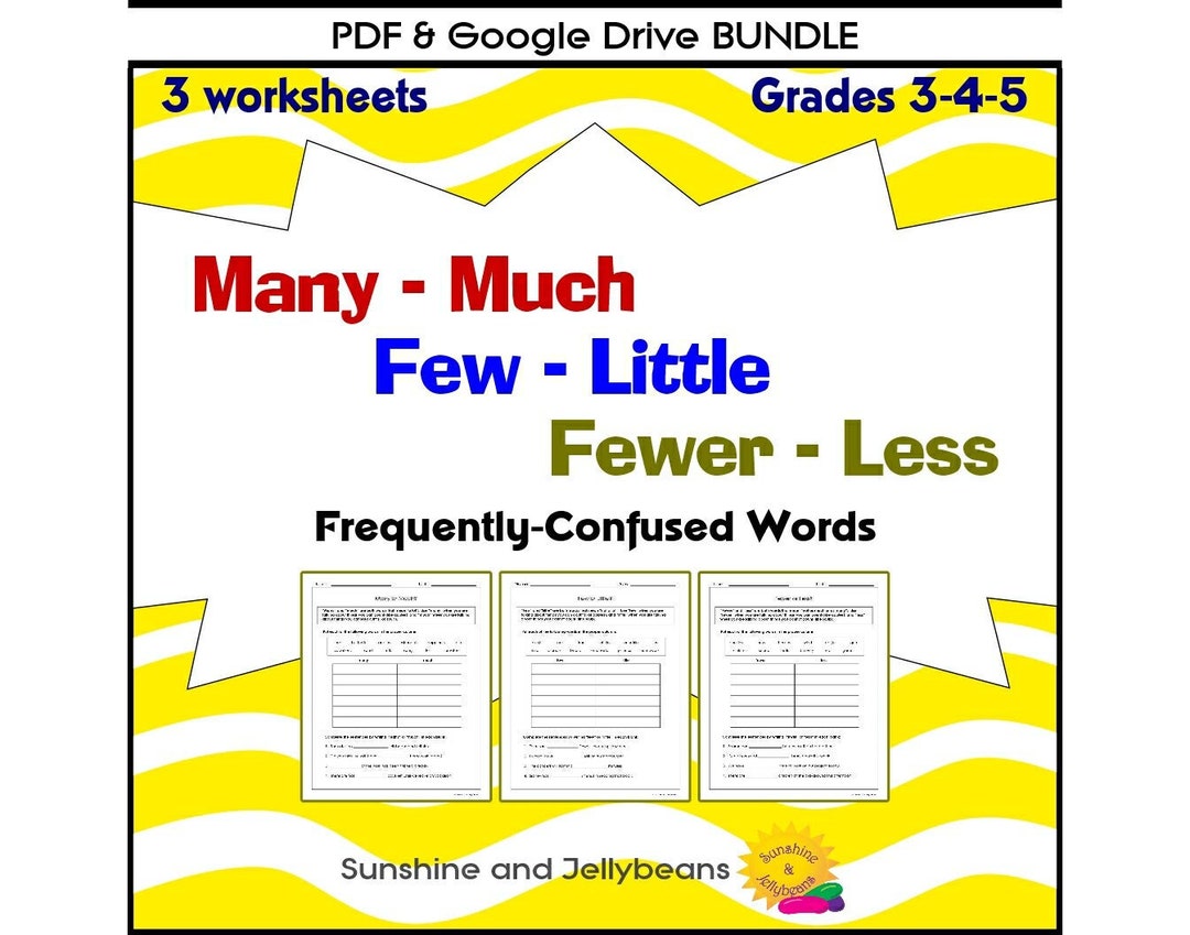 Many-much / Few-little- / Fewer-less - Easily-confused Words - Grades 3 ... Many-much / Few-little- / Fewer-less - Easily-confused Words - Grades 3 ...