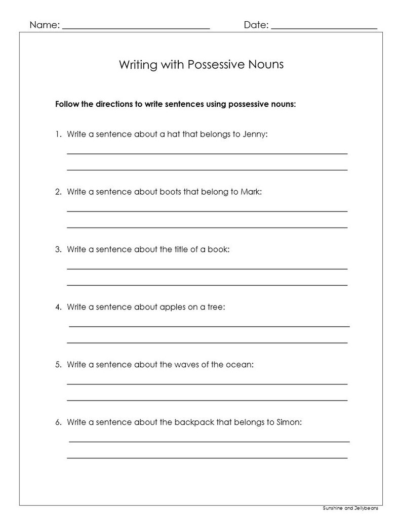 Possessive Nouns - Proper and Common Nouns - 4 Worksheets - Grades 1-2 ...