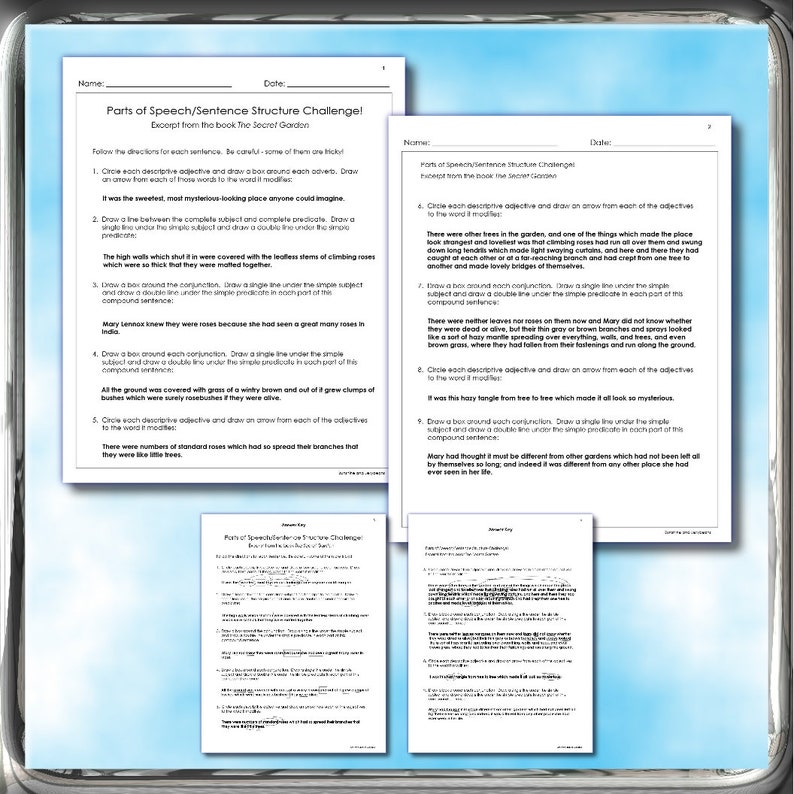 Grammar Challenge! - Parts of Speech and Sentence Structure - Secret ...