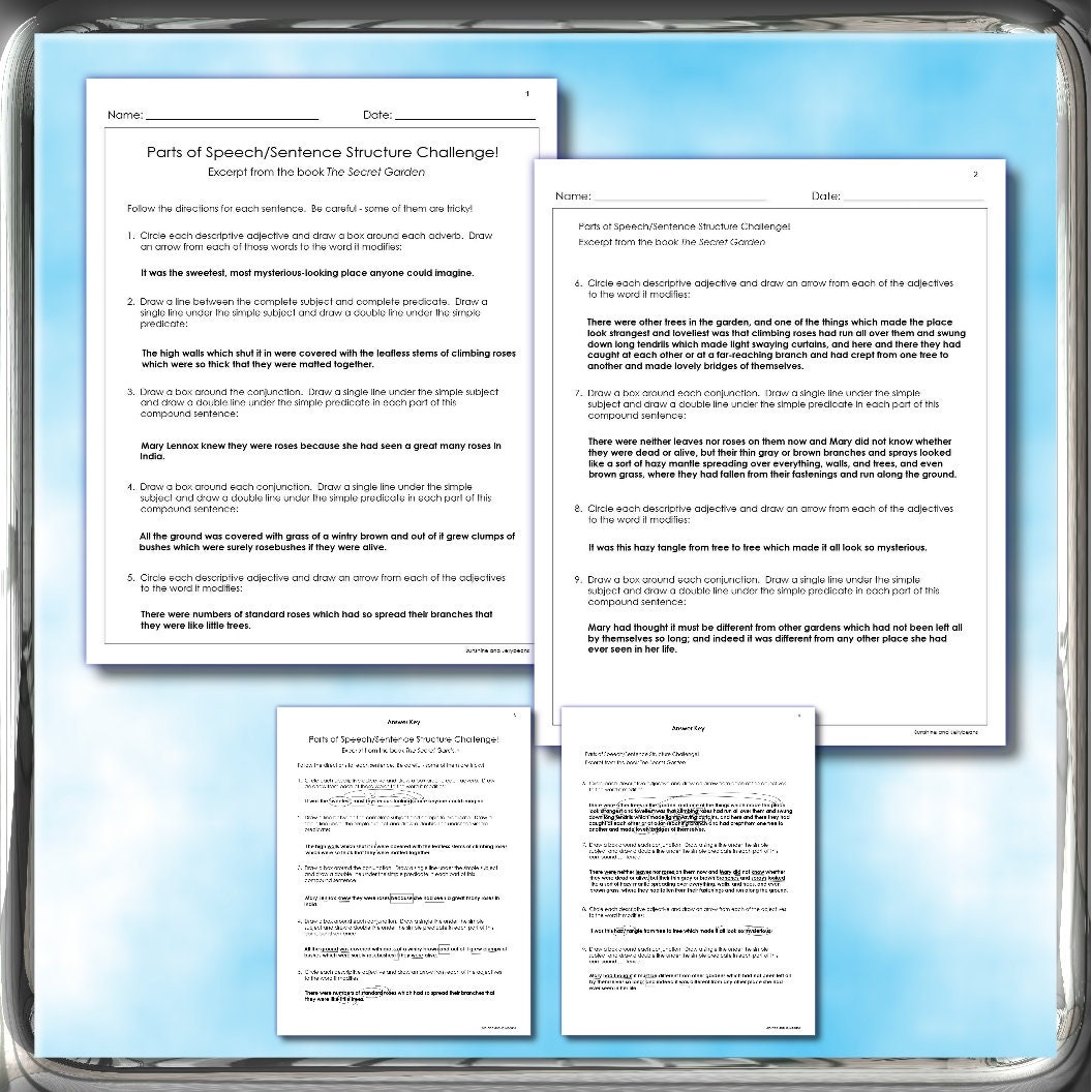 Grammar Challenge! - Parts of Speech and Sentence Structure - Secret ...