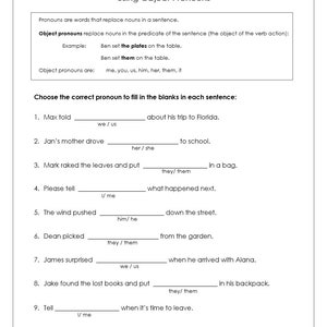 Subject and Object Pronouns - 3 Worksheets - Grades 3-4 - With ...