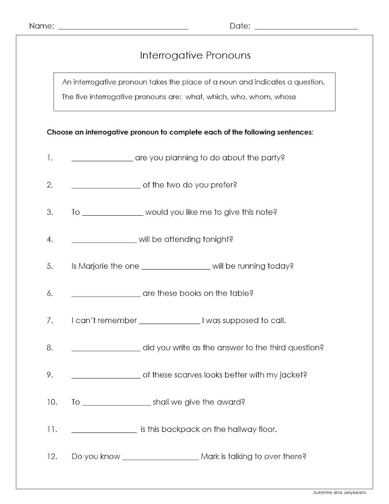Demonstrative and Interrogative Pronouns - Grades 4-5-6 - Practice and ...
