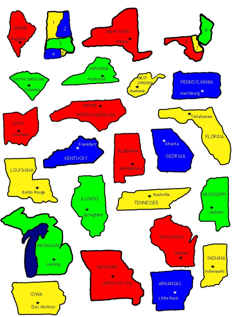 U.S. States Map - Printable Jigsaw Puzzle - Grades 3-7 - Learn the ...
