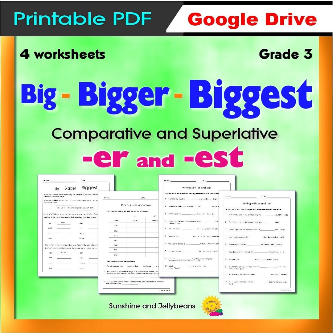 Big-bigger-biggest er est Suffixes Comparative and - Etsy