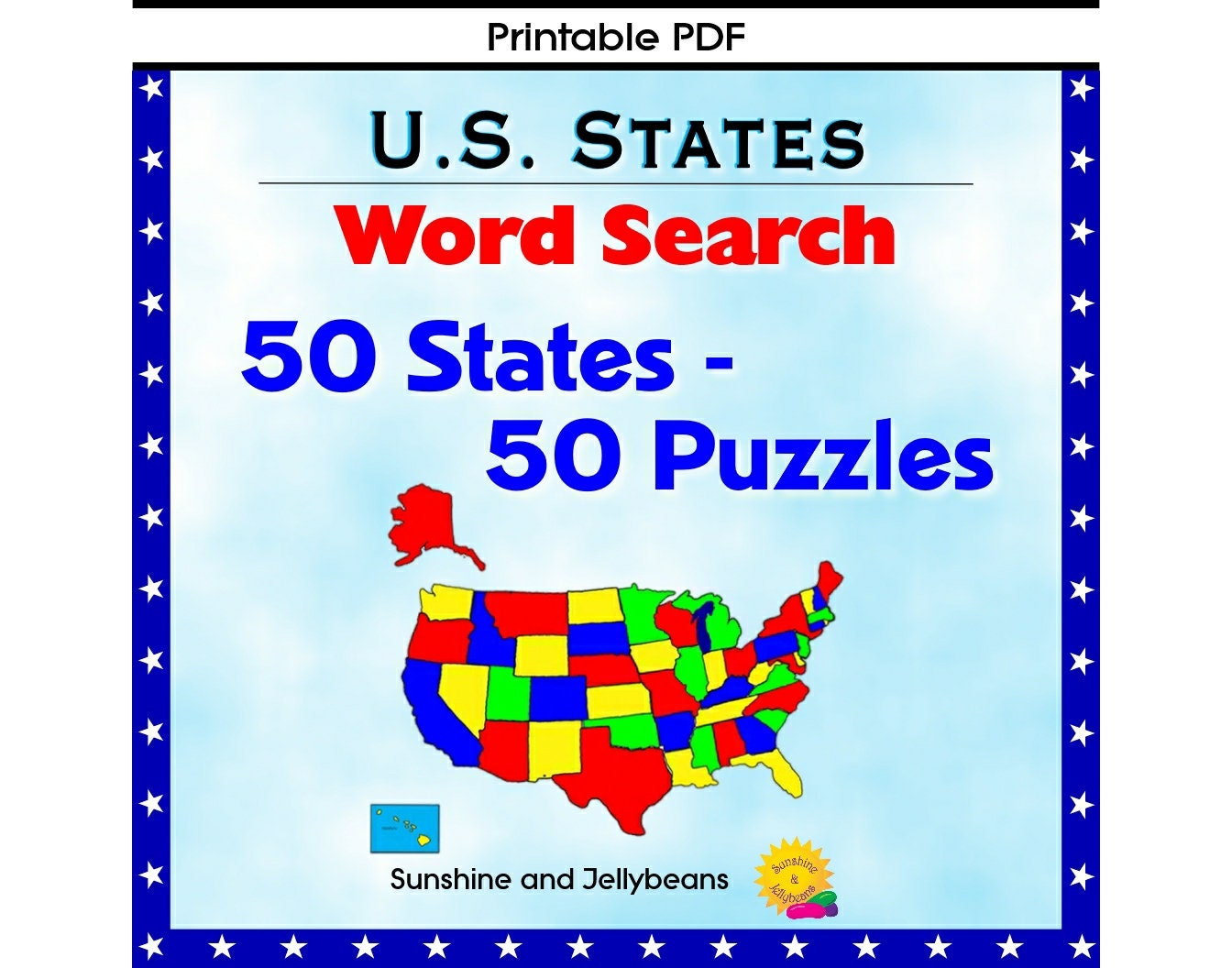 50 States Word Search Puzzles - U.S. States Geography Activity - Grades ...