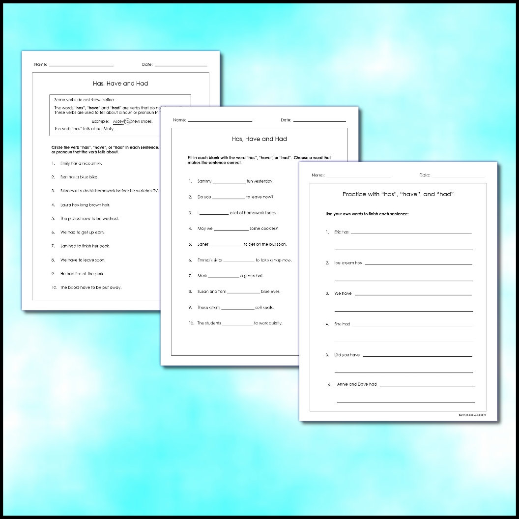 Verbs BUNDLE Grade 1 Action State-of-being Tenses Has-have-had - Etsy