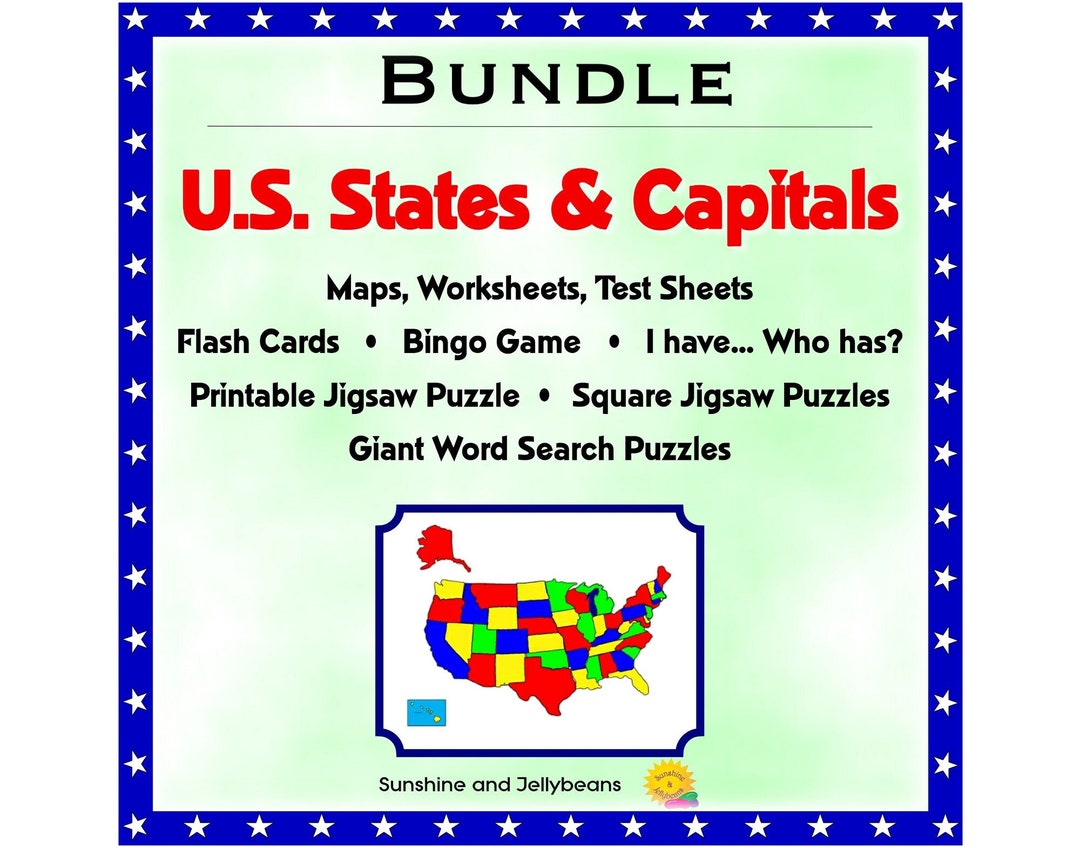 U.S. States and Capitals Bundle - Maps, Worksheets, Flash Cards, Bingo ...