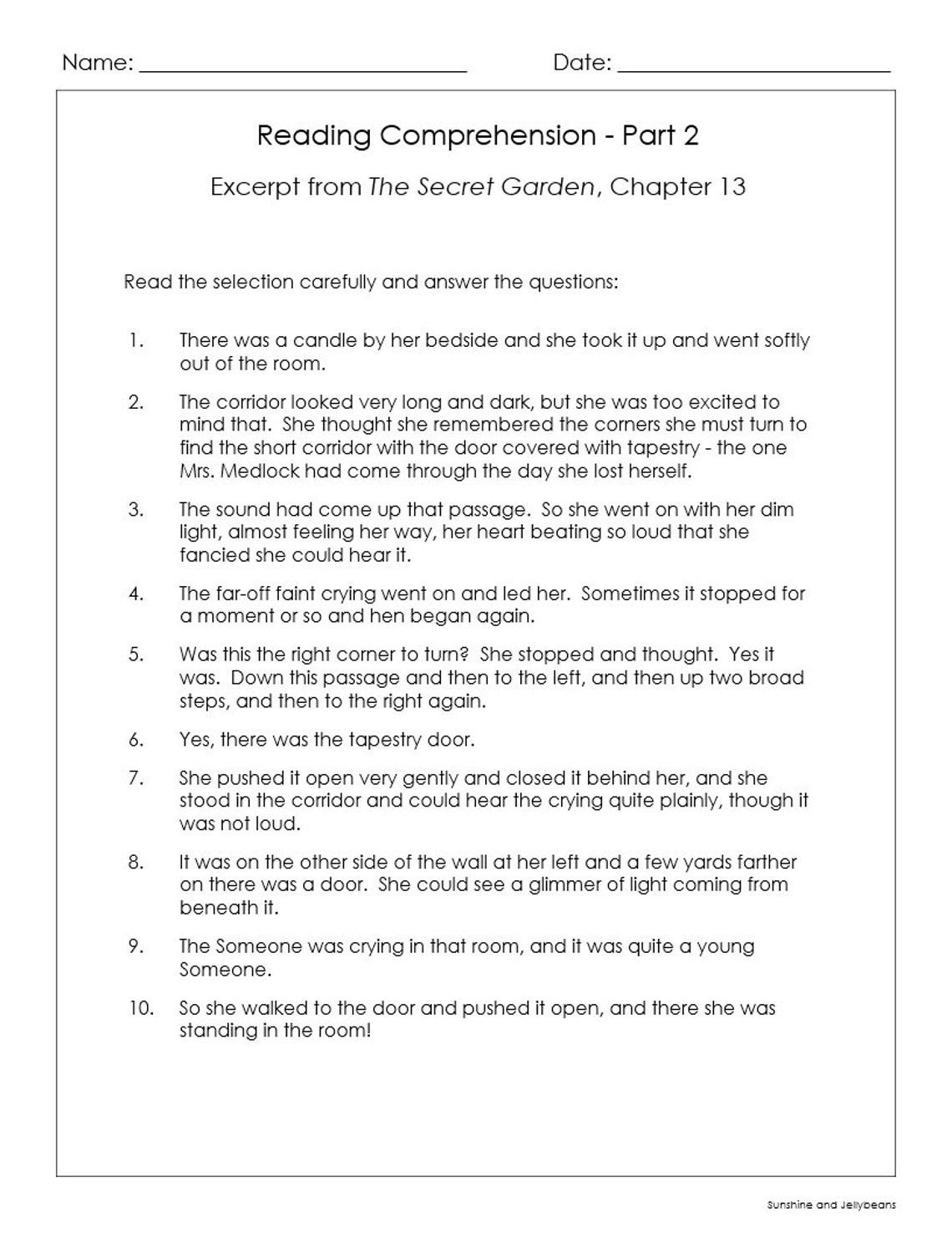 Reading Comprehension - "the Secret Garden" - Chapter 13 - Grades 3-4 ...