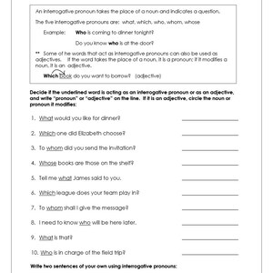 Demonstrative and Interrogative Pronouns - Grades 4-5-6 - Practice and ...