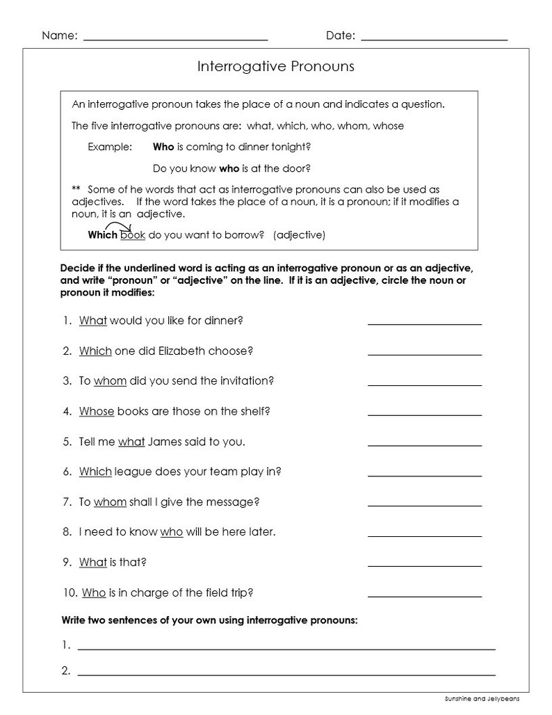 Demonstrative and Interrogative Pronouns - Grades 4-5-6 - Practice and ...