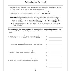 Adverbs That Tell When, Where and How - 4 Worksheets - Grades 2-3 ...