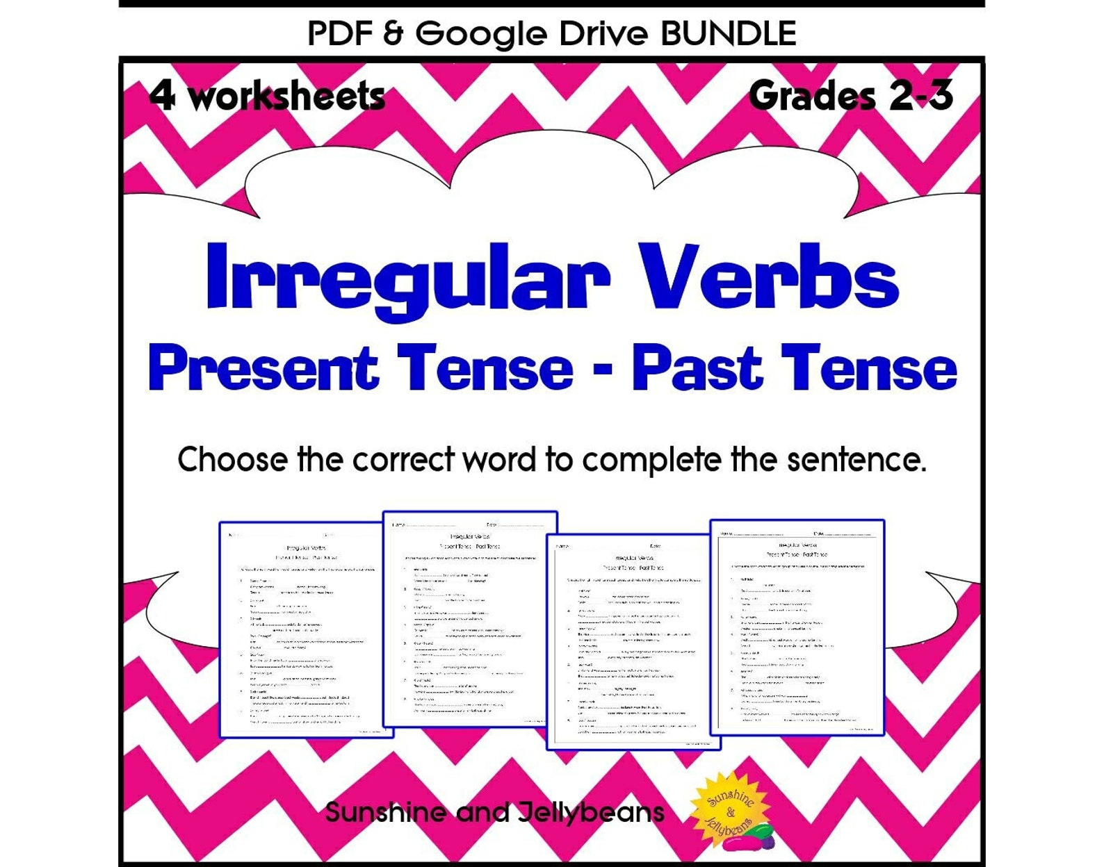 Irregular Verbs - Present Tense / Past Tense - 4 Worksheets - Grades 2 ...