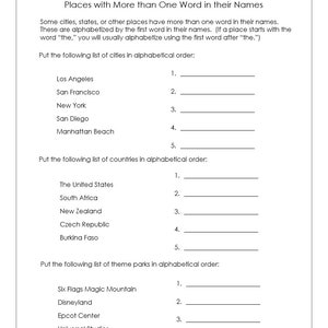 Alphabetical Order - Words, People & Places - 4 Worksheets - Grades 2-3 ...