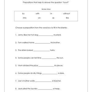 Practice With Prepositions - 6 Worksheets - Grades 1 - 2 - Where-when ...