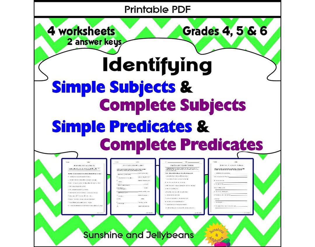Simple and Complete Sentences, Subjects and Predicates - Writing ...