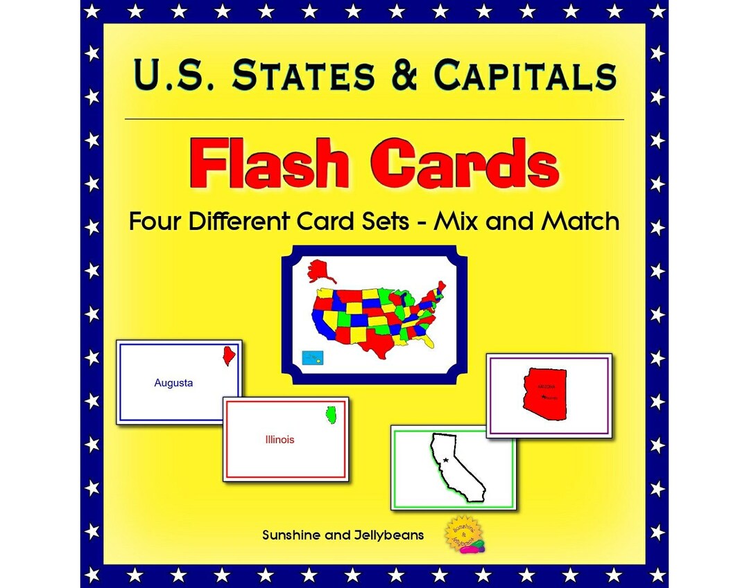 U.S. States and Capitals Flash Cards - Fun and Easy! - Geography ...