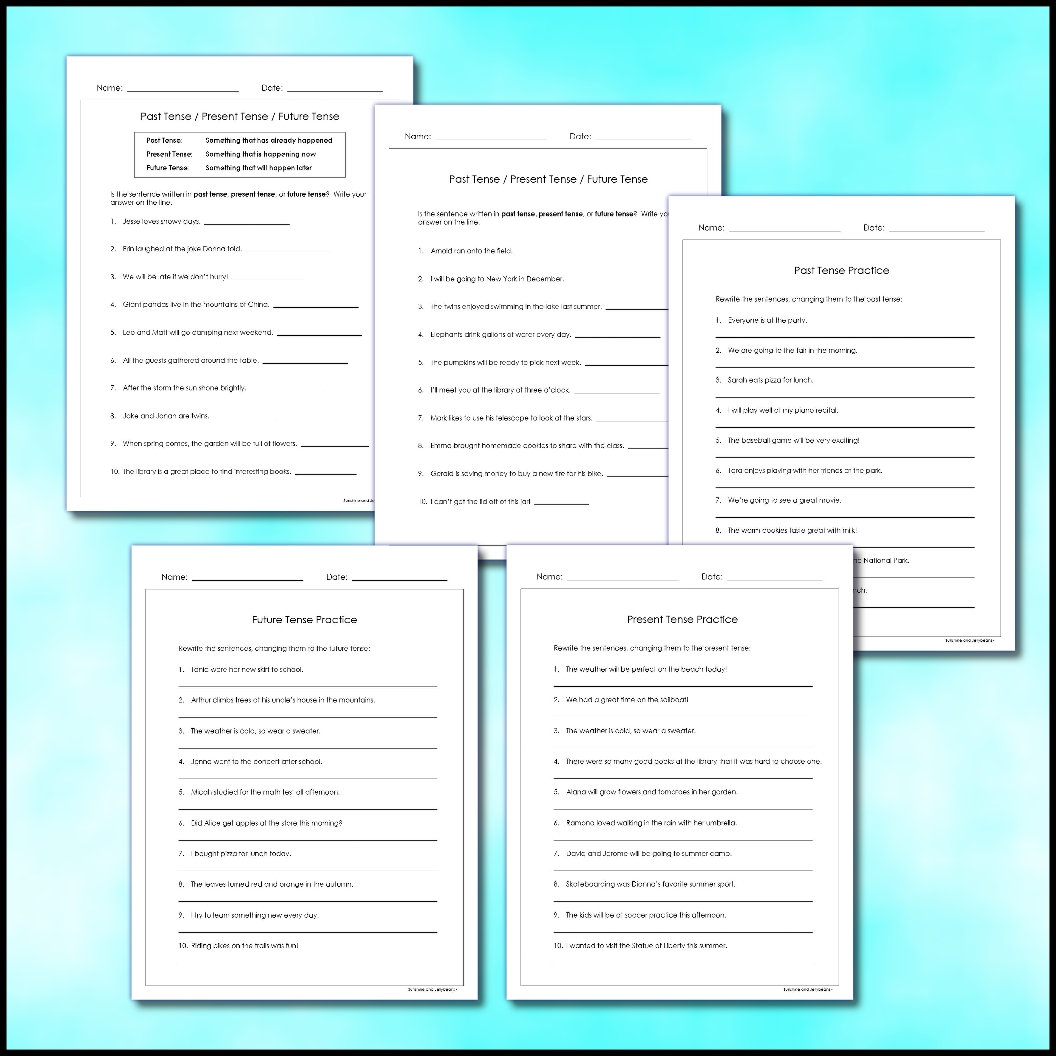 Verbs & Verb Tenses - Grade 3 BUNDLE - 17 Worksheets - Great Practice ...