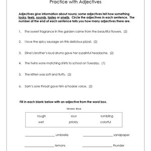 Adjectives Practice - 5 Worksheets and Answer Key - Grade 2 - CCSS ...