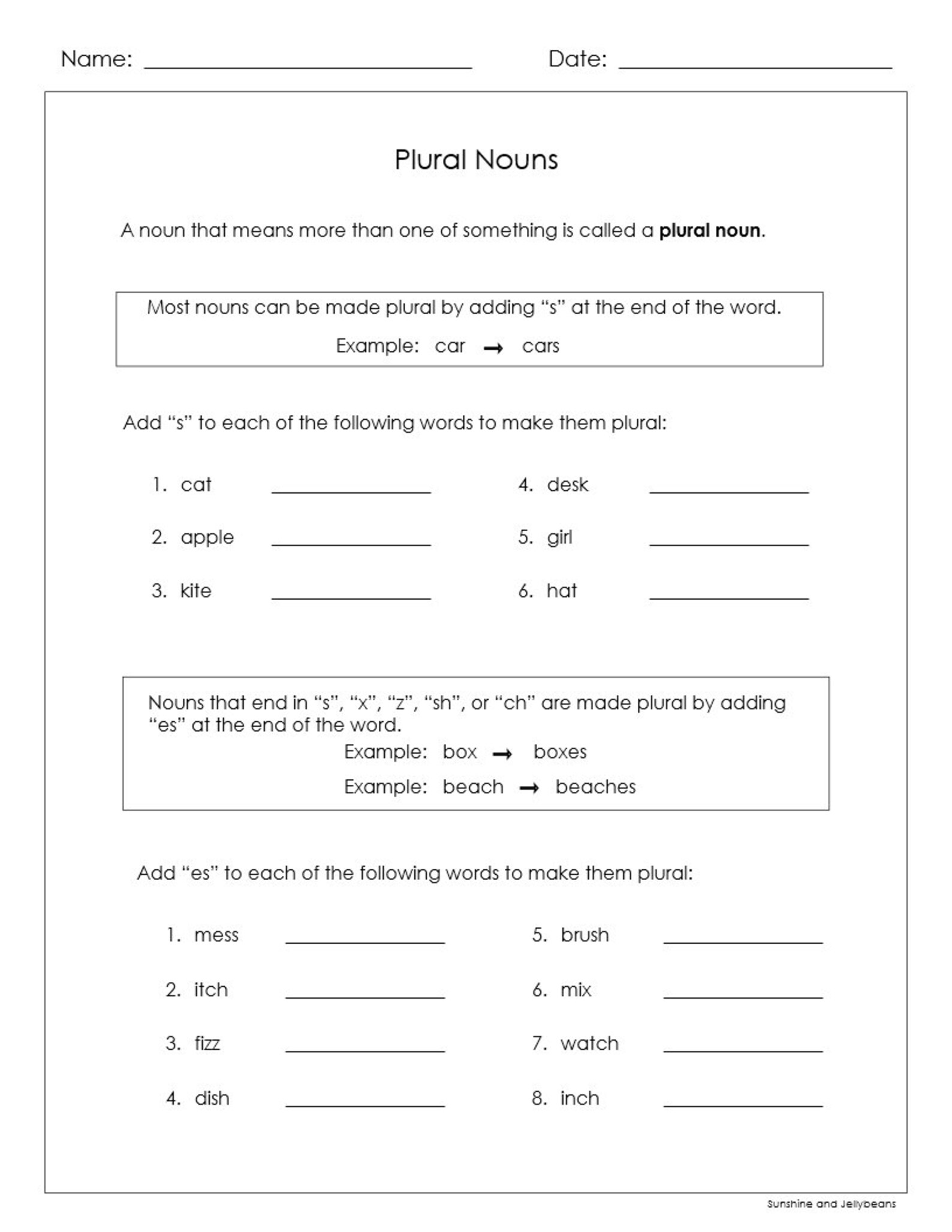 Plural Nouns - Regular and Irregular - 8 Worksheets - Grades 2-3 - CCSS ...
