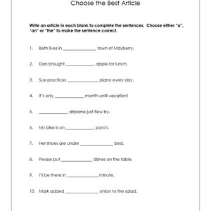 Articles Are Adjectives "a" "an" "the" - Grades 1, 2 - Parts of Speech ...