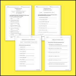 Possessive Nouns - Proper and Common Nouns - 4 Worksheets - Grades 1-2 ...