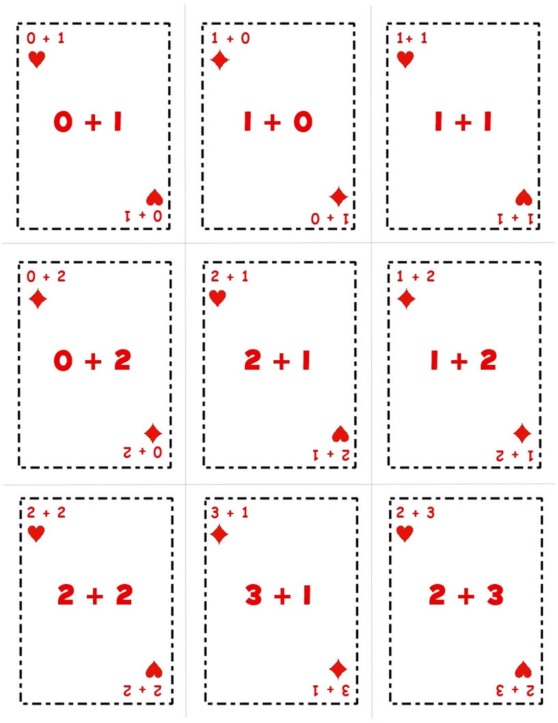 Math Facts Playing Cards - Standard Card Deck Size - Addition and ...