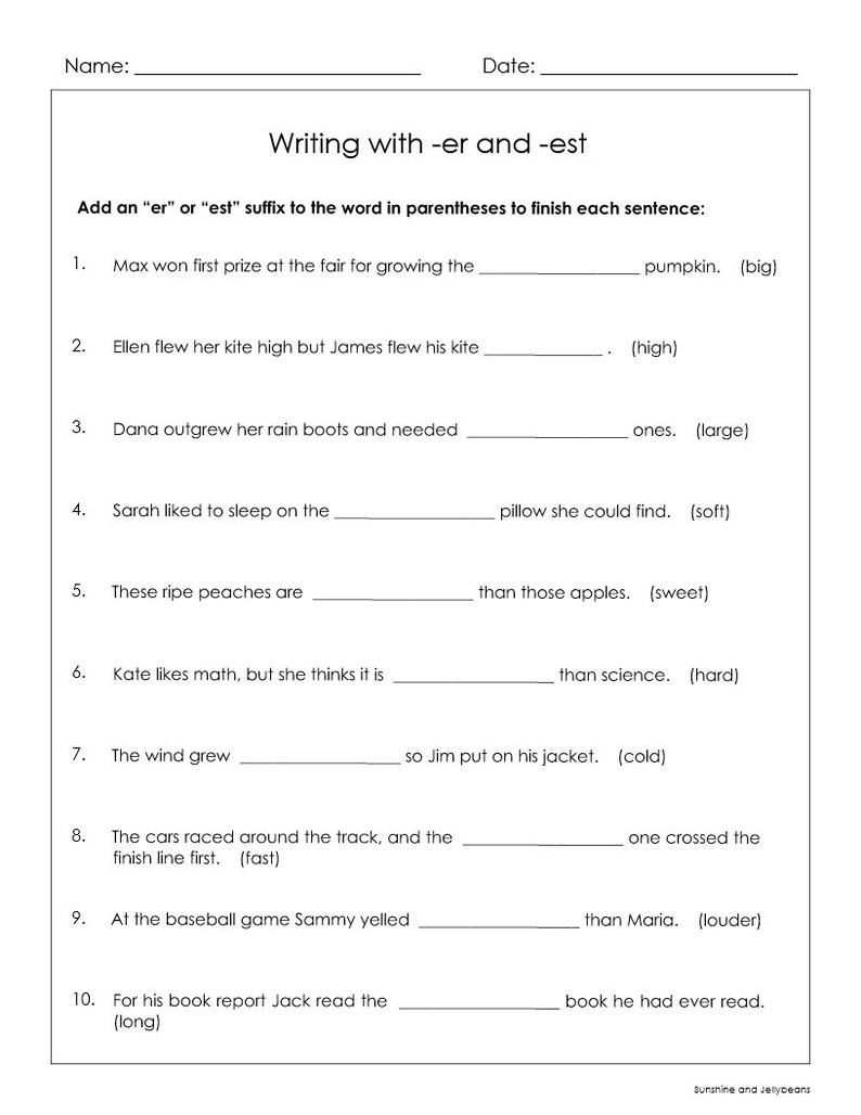 Big-bigger-biggest -er -est Suffixes - Comparative and Superlative ...