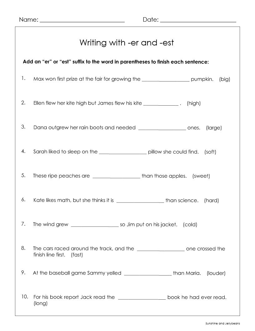 Big-bigger-biggest -er -est Suffixes - Comparative and Superlative ...