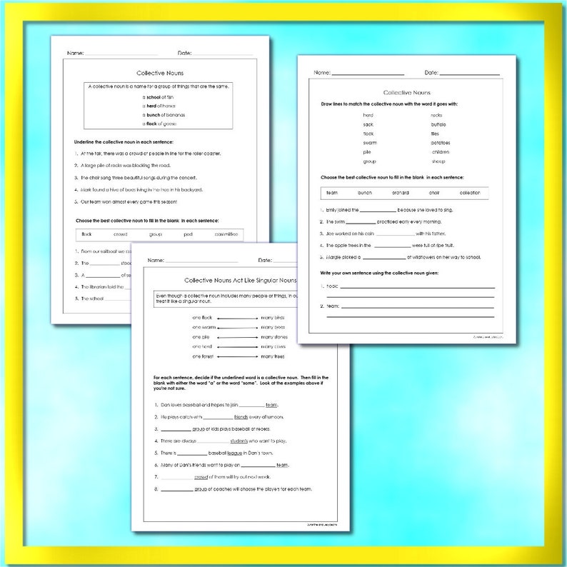 Collective Nouns Recognizing and Using Them Grades 2-3 - Etsy