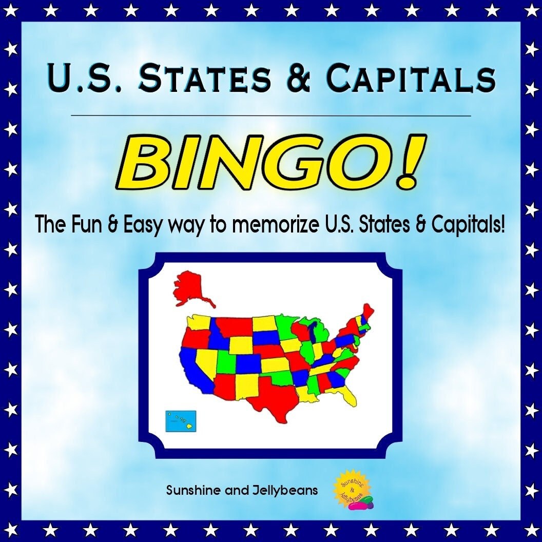 U.S. States and Capitals Bingo Game - Fun & Easy Geography Study - Etsy