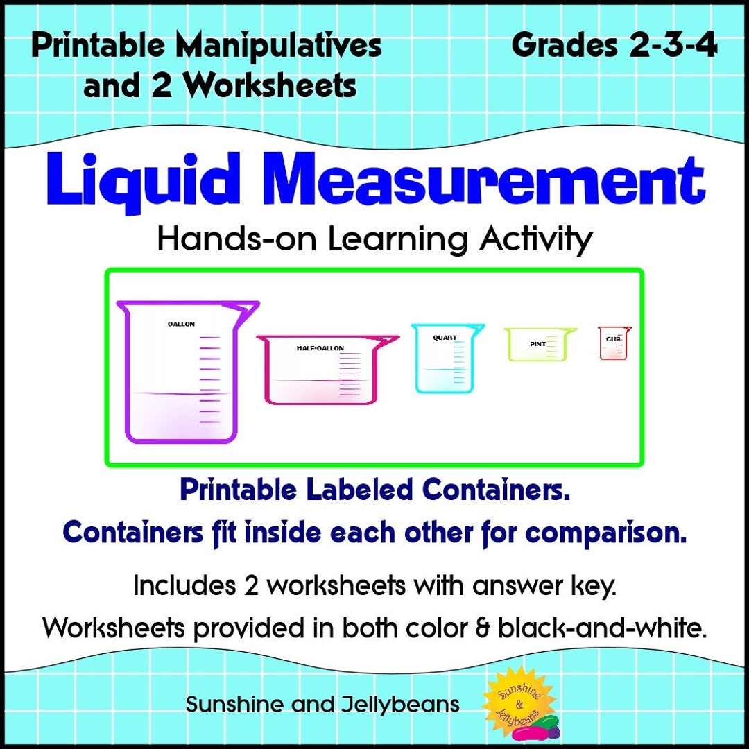 Liquid Measurement - Manipulatives & Worksheets - Hands-on Activity ...