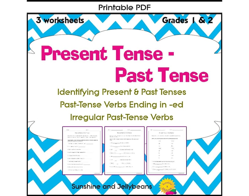 Present Tense - Past Tense - 3 Verbs Worksheets - Grades 1-2 - Great ...