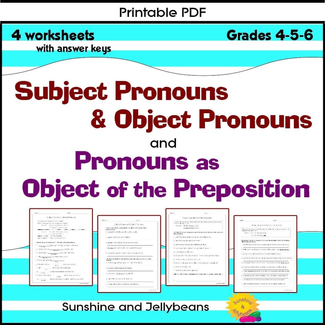 Subject and Object Pronouns / Object of the Preposition 4 - Etsy