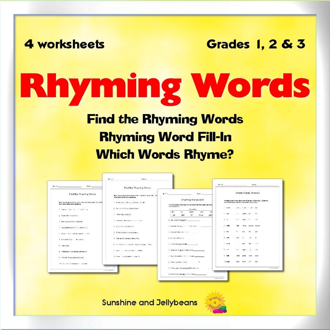 Rhyming Words 4 Worksheets Great Practice Grades 1 2 - Etsy