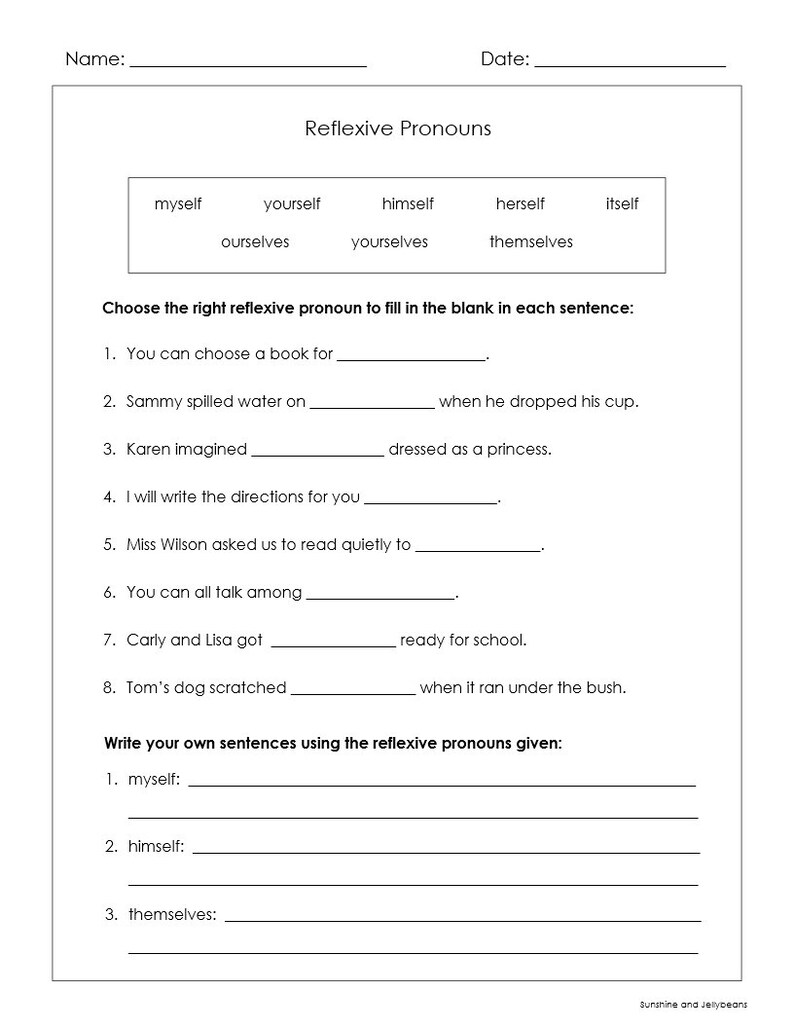 Reflexive Pronouns - Recognizing and Using Them in Writing - 3 ...