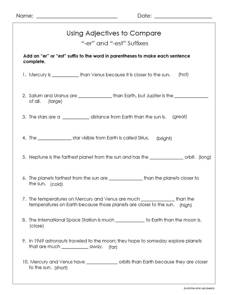 Comparative and Superlative BUNDLE : -er, -est, More, Most - Grades 3-4 ...