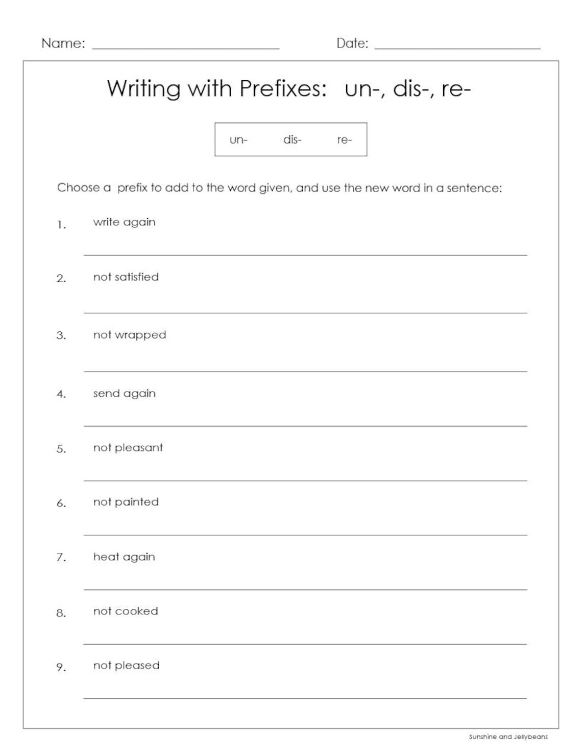 Prefixes: Un- Dis- Re- / 3 Worksheets - Grades 2-3 - Practice / Review ...