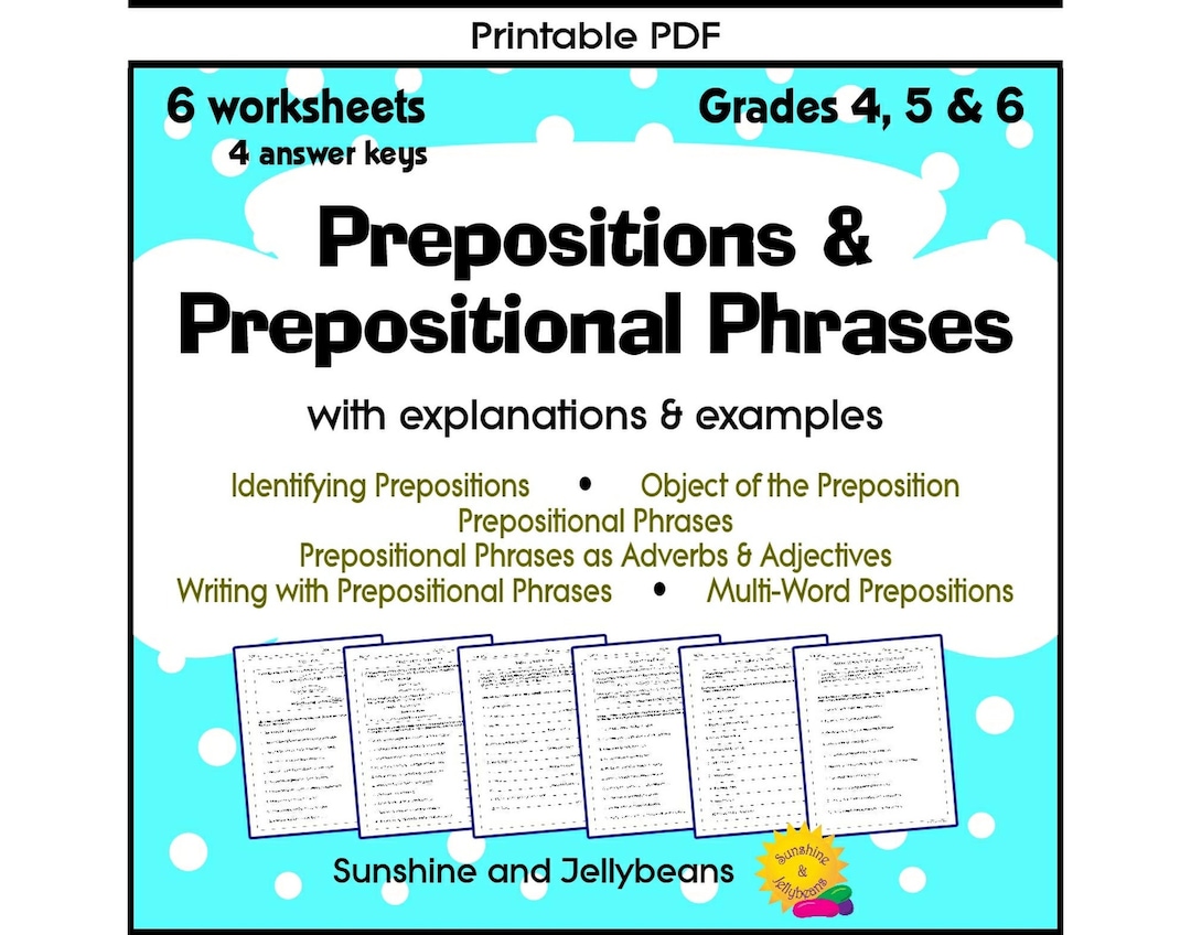 Prepositions and Prepositional Phrases Grades 4-6 - Parts of Speech ...