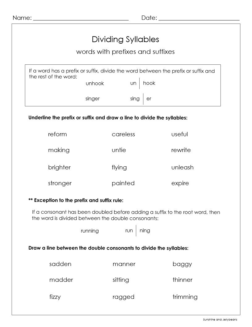 Syllables - Dividing Rules and Practice - Grades 3-4-5 - Reading ...