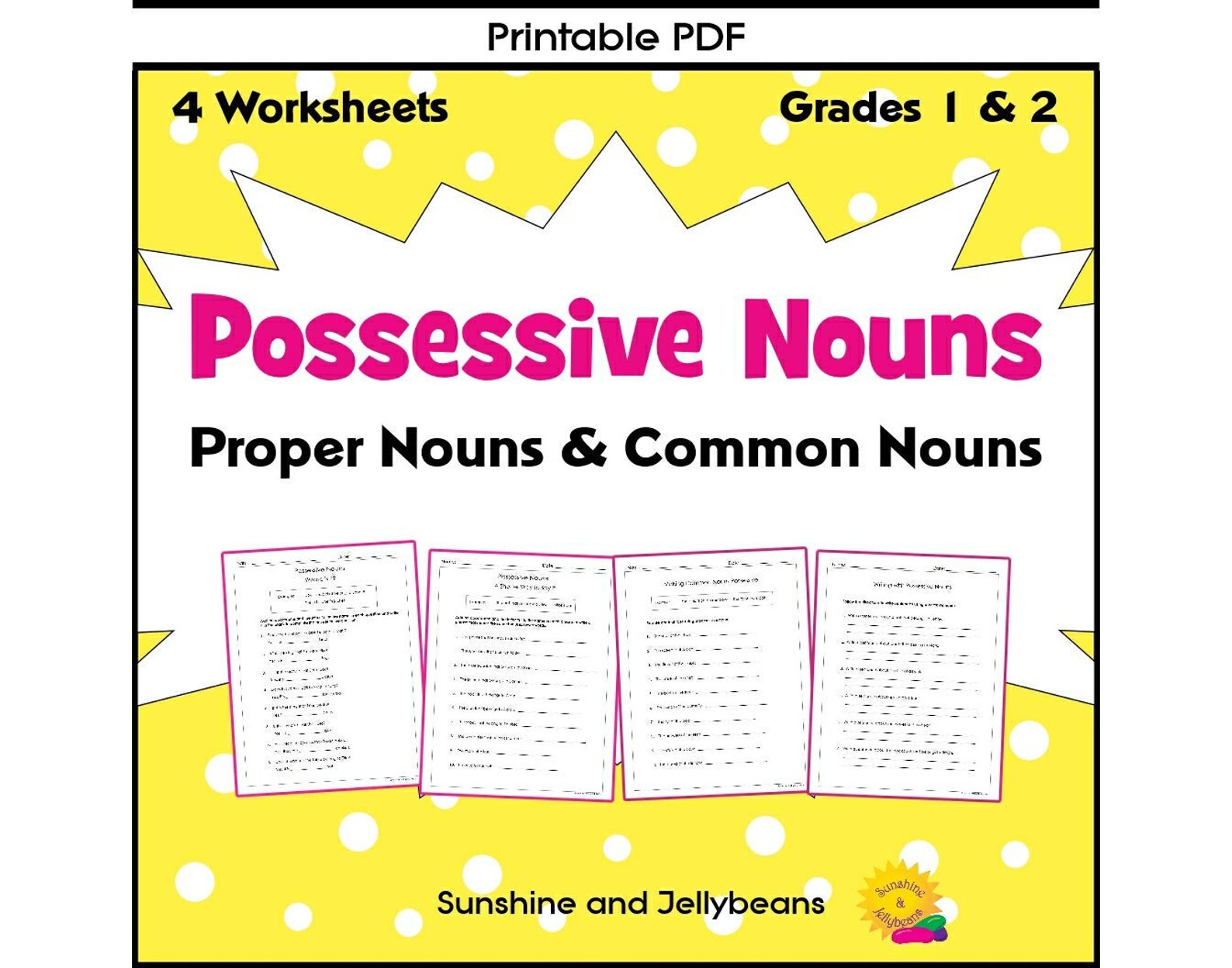 Possessive Nouns - Proper and Common Nouns - 4 Worksheets - Grades 1-2 ...