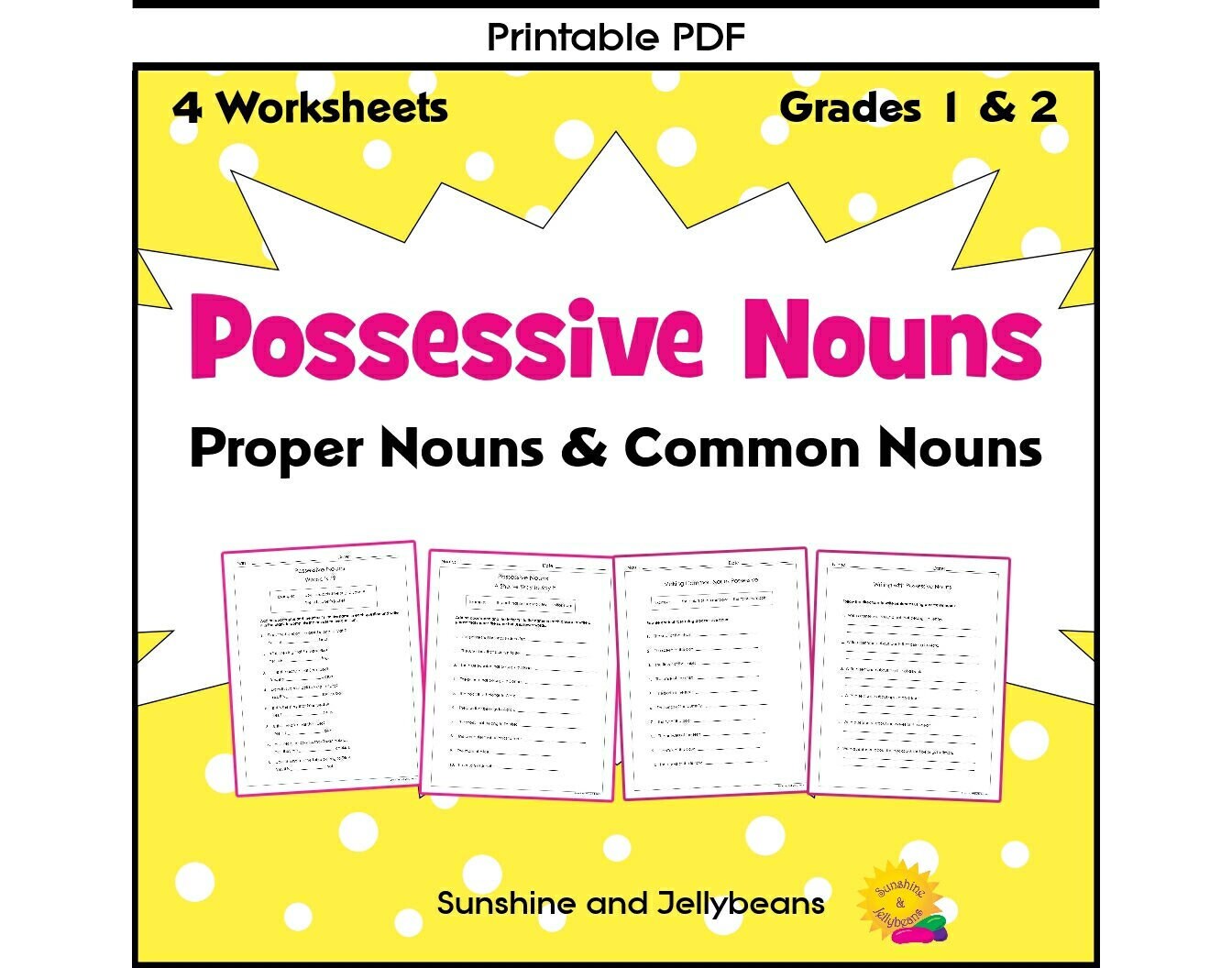 Possessive Nouns - Proper and Common Nouns - 4 Worksheets - Grades 1-2 ...