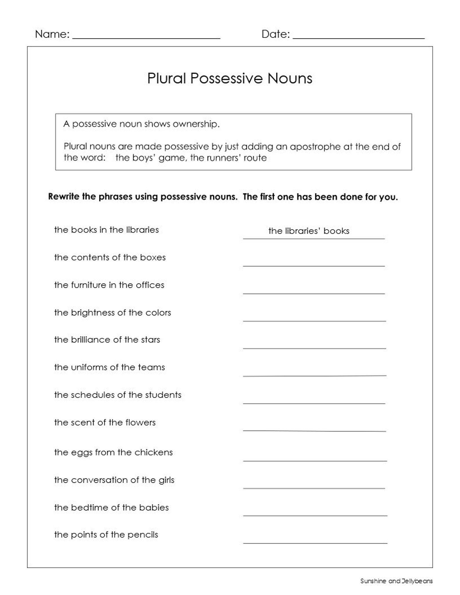 Possessive Nouns - Singular Plural Irregular - Grammar Writing No-prep ...