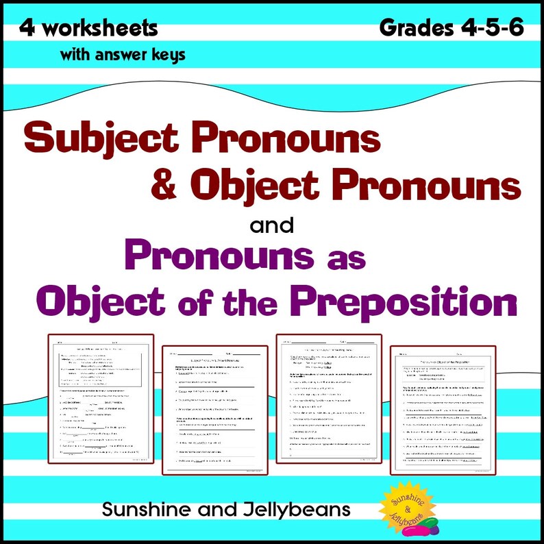 Prepositions and Pronouns BUNDLE - Grades 4-5-6 - 10 Worksheets - CCSS ...