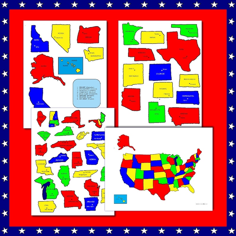 U.S. States Map - Printable Jigsaw Puzzle - Grades 3-7 - Learn the ...