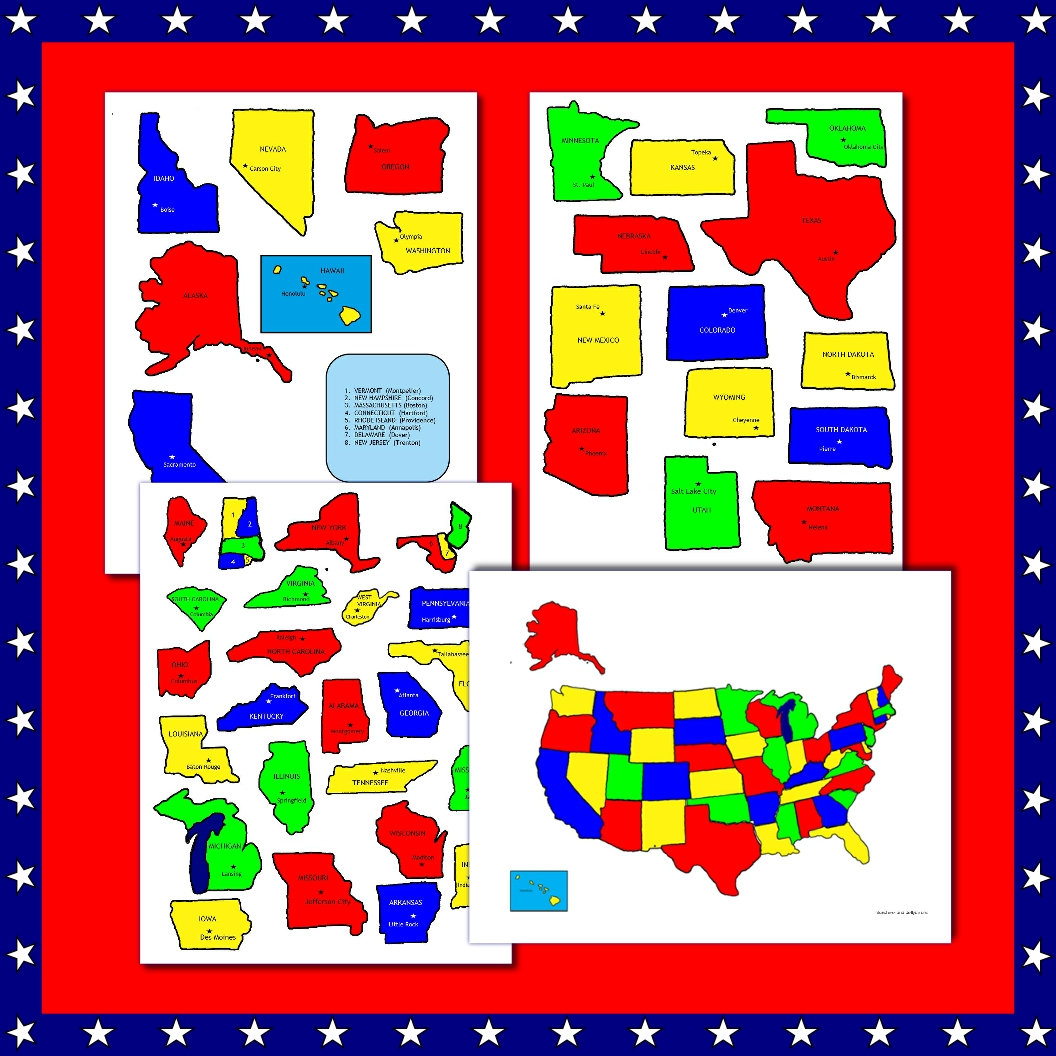 U.S. States Map - Printable Jigsaw Puzzle - Grades 3-7 - Learn the ...