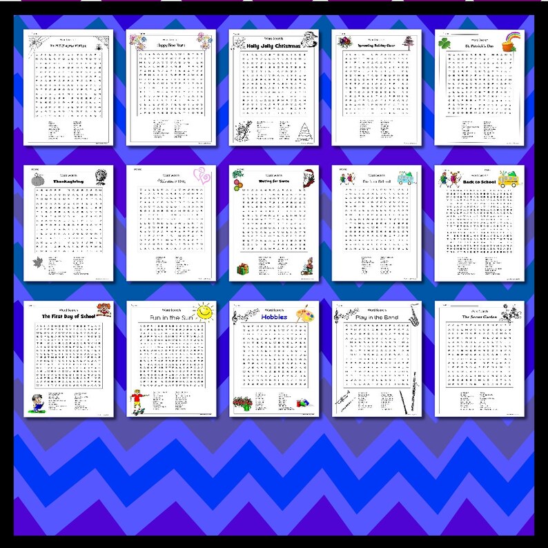 55 Word Search Puzzle BUNDLE Science Holidays Geography - Etsy
