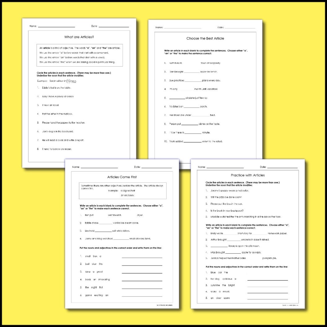 Adjectives BUNDLE - Adjectives, Articles, -er, -est - 14 Worksheets ...
