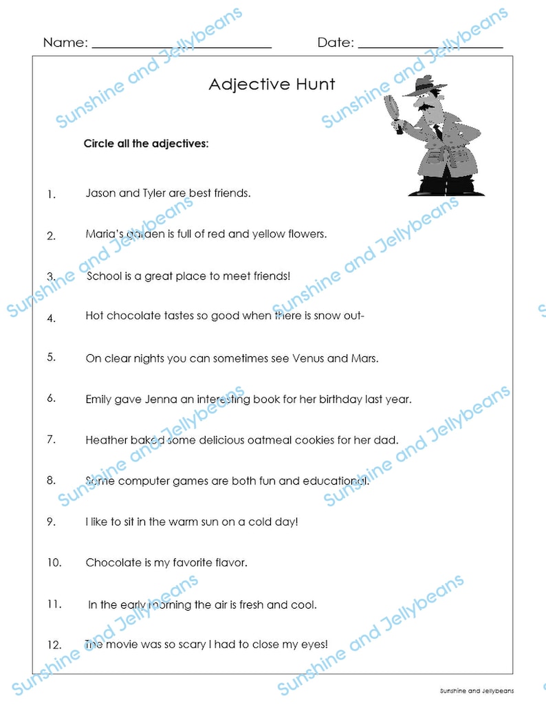 Nouns, Adjectives, Verbs - 3 Worksheets - Grades 3-4 - Great Practice ...