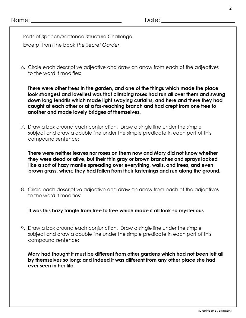 Grammar Challenge! - Parts of Speech and Sentence Structure - Secret ...