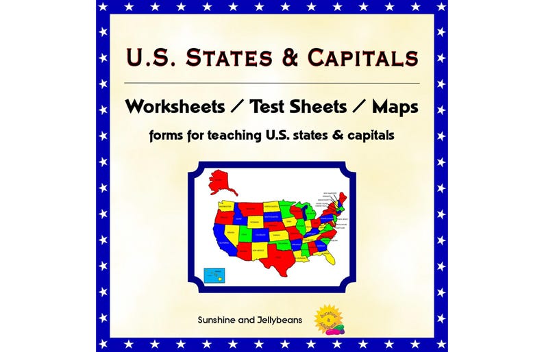 U.S. States and Capitals Maps Worksheets Assessments - Geography ...
